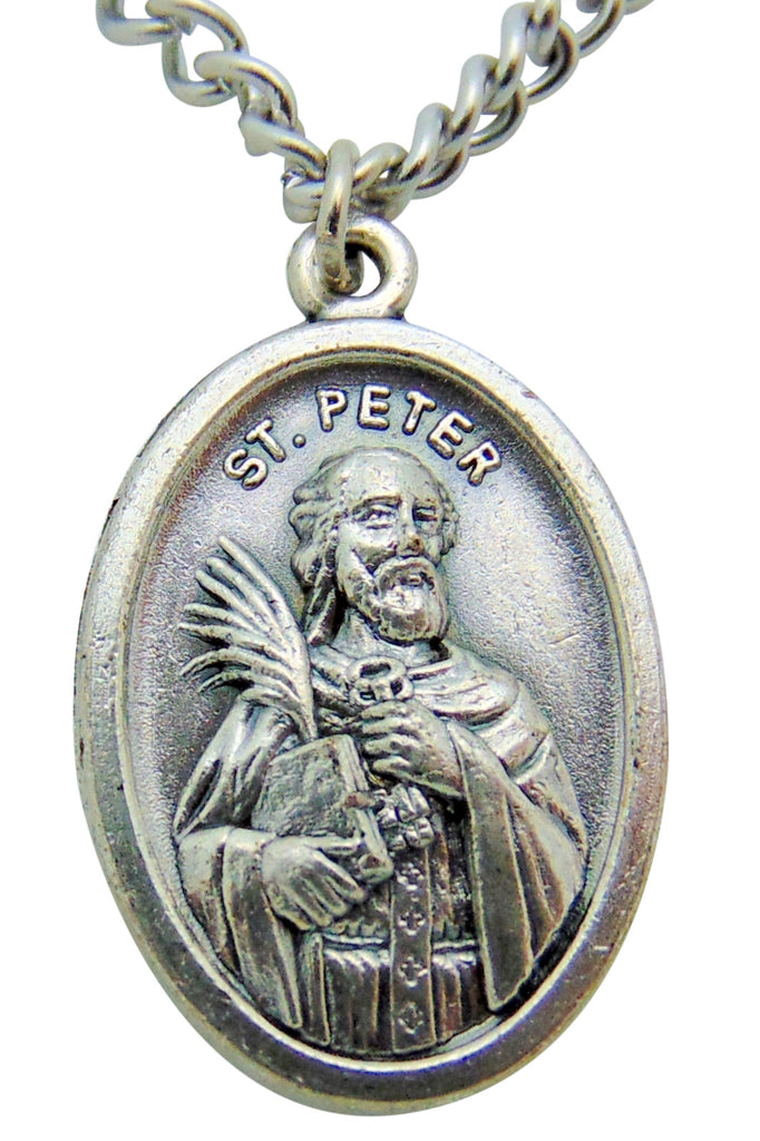 St Peter Medal 3/4"L with 24" Endless Stainless Steel Chain – Westmon Works